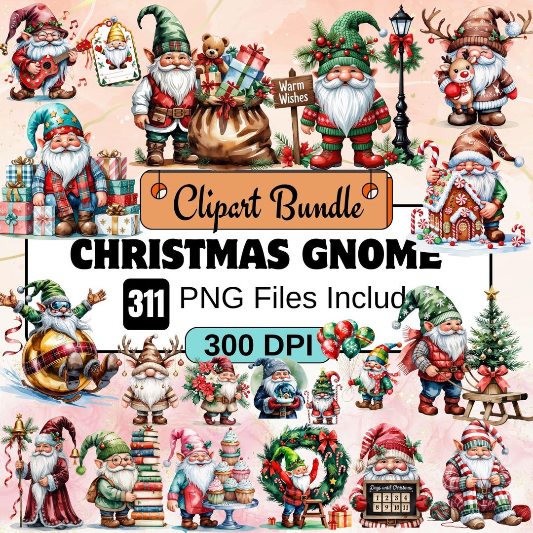 Christmas Gnome Clipart,gonk Gnome PNG Bundle,christmas Clipart,xmas ...