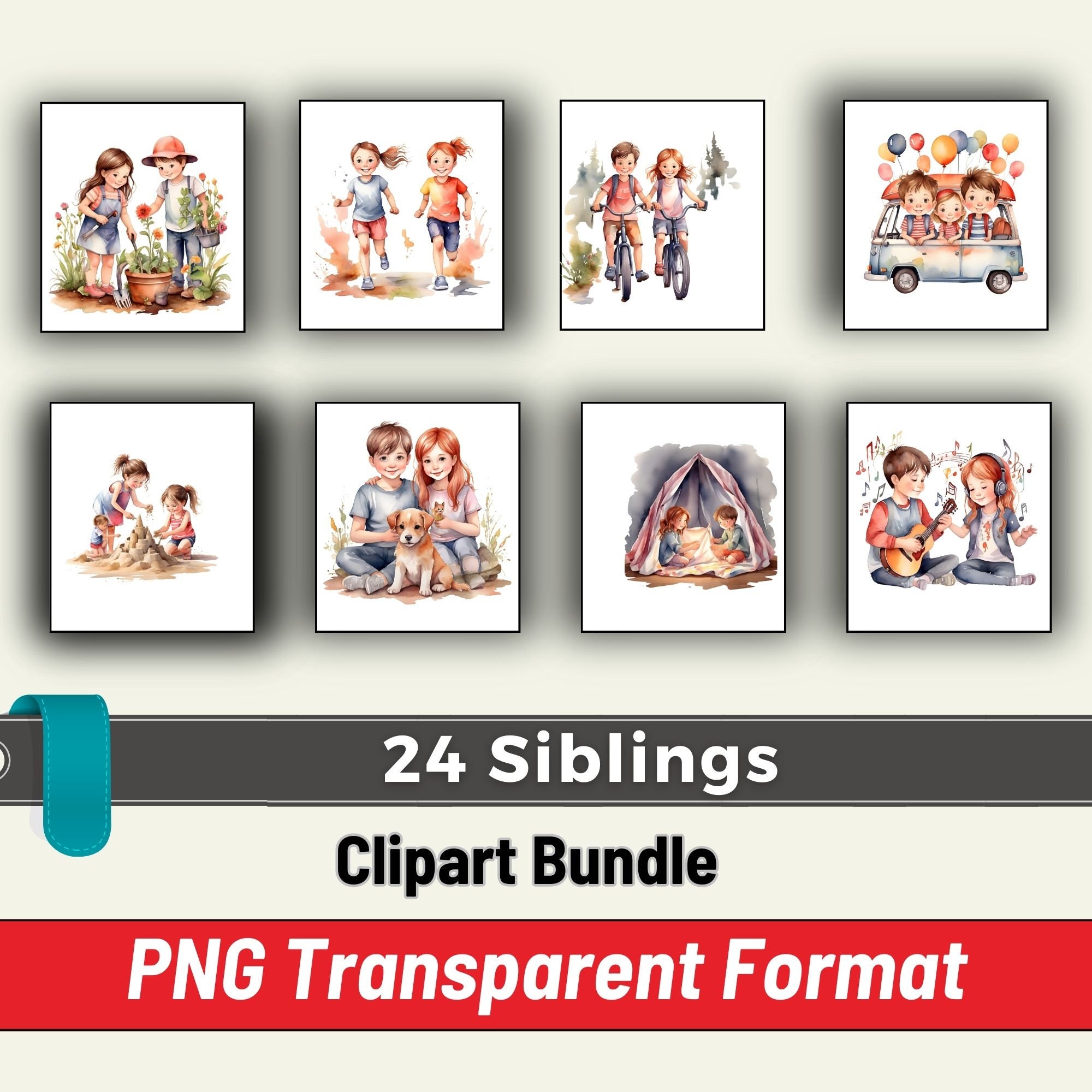 Siblings Clipart, Family Clipart PNG Bundle, 24 PNG Siblings Clipart ...