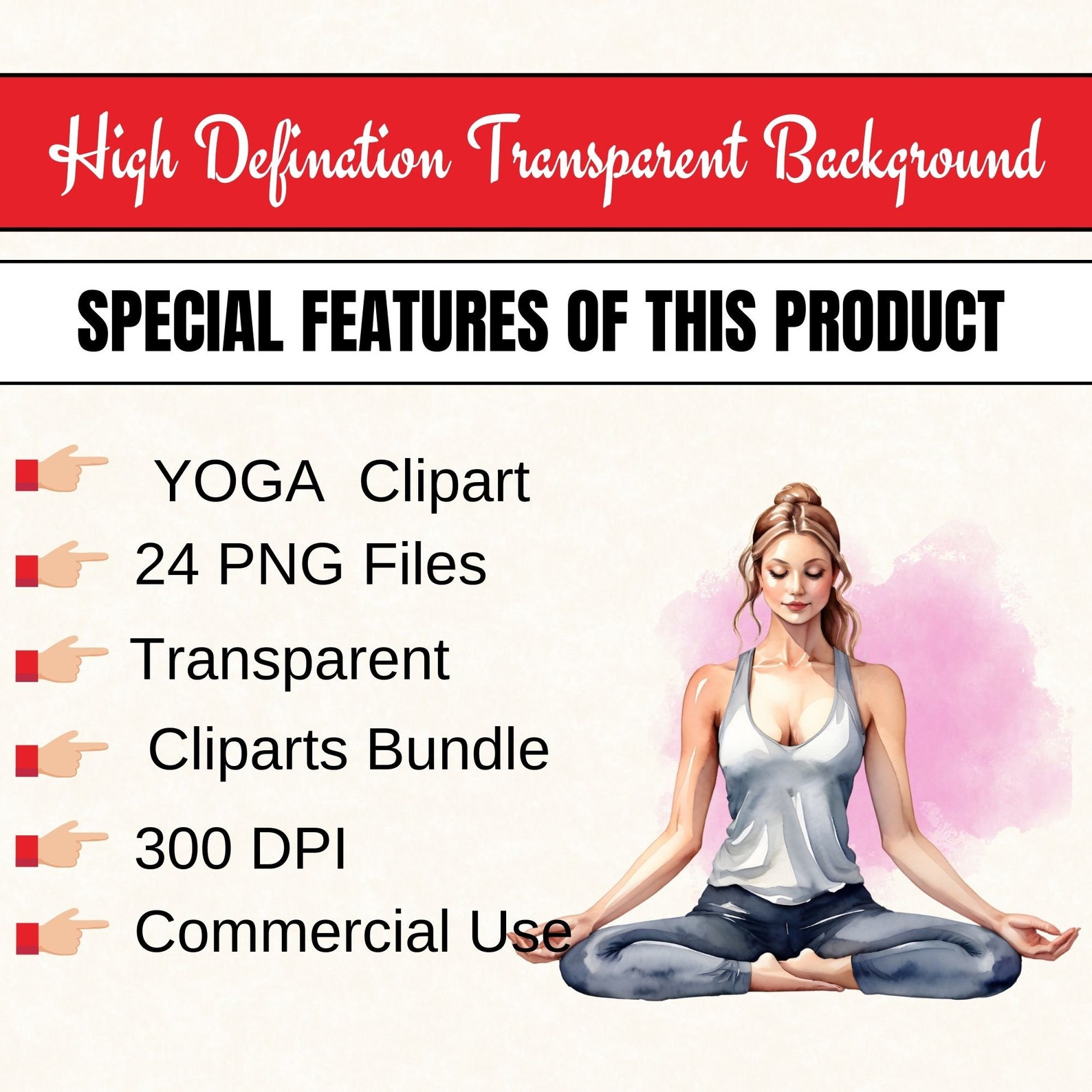 Yoga Clipart, Yoga Poses Clipart PNG Bundle, 24 PNG Yoga Clipart Bundle ...