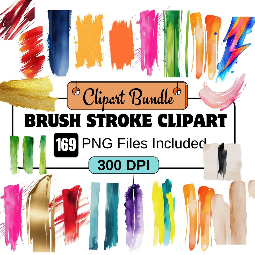 Watercolor Brush Stroke Clipart Bundle, Watercolor Splash PNG ...