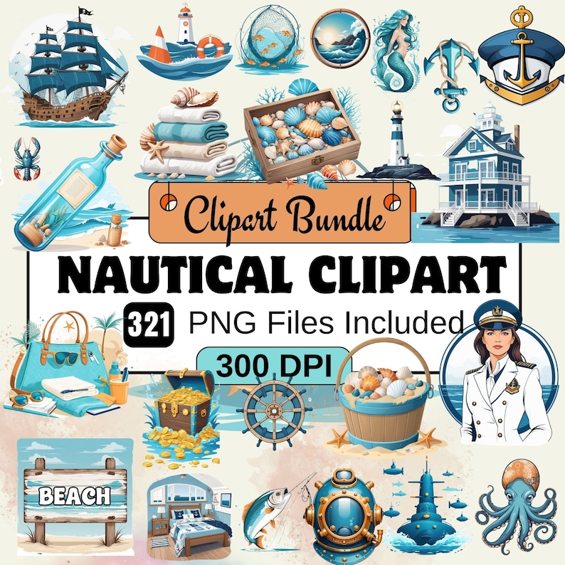 Nautical Clipart, Beach Clipart, Travel Clipart, Ocean Clipart PNG ...