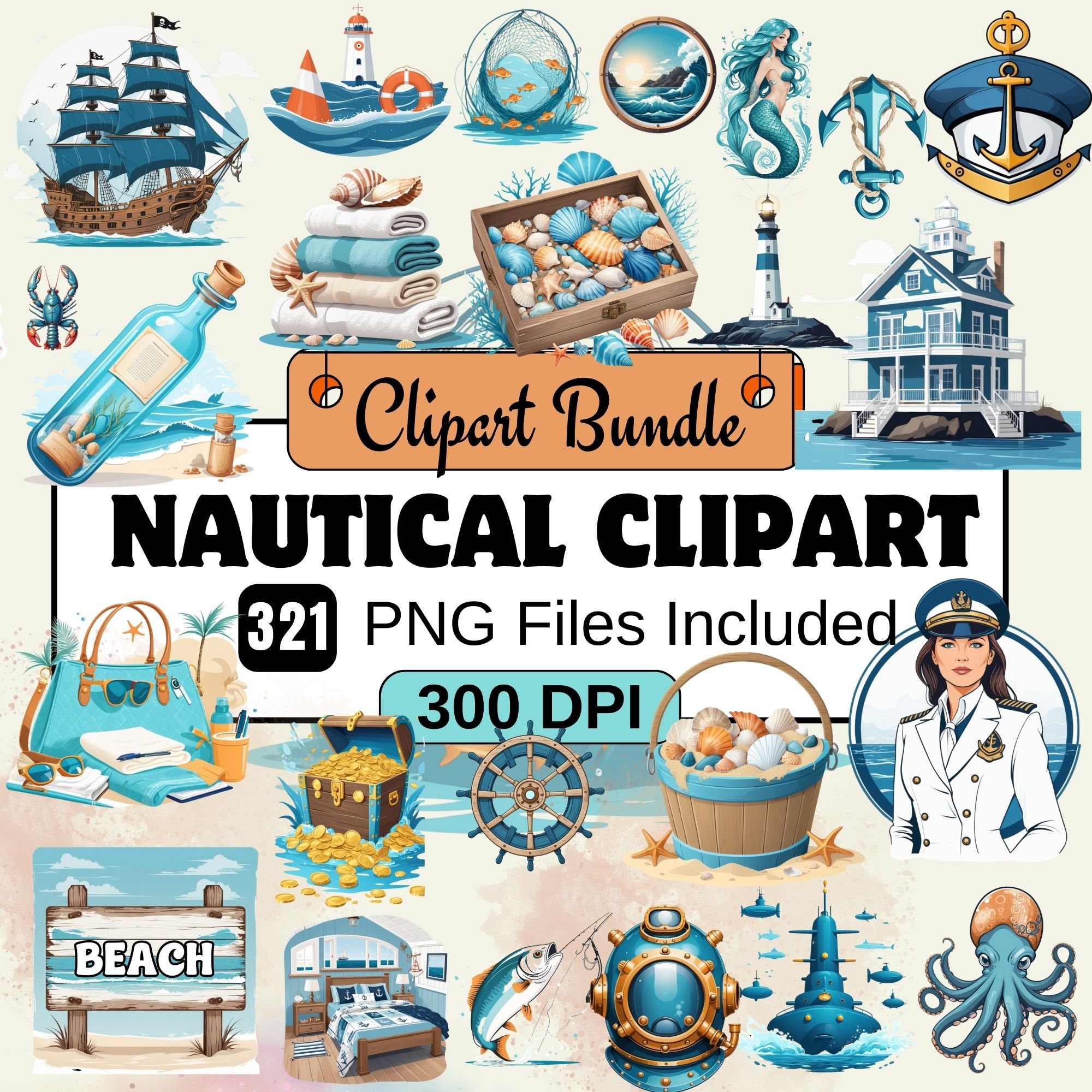 Nautical Clipart, Beach Clipart, Travel Clipart, Ocean Clipart PNG ...