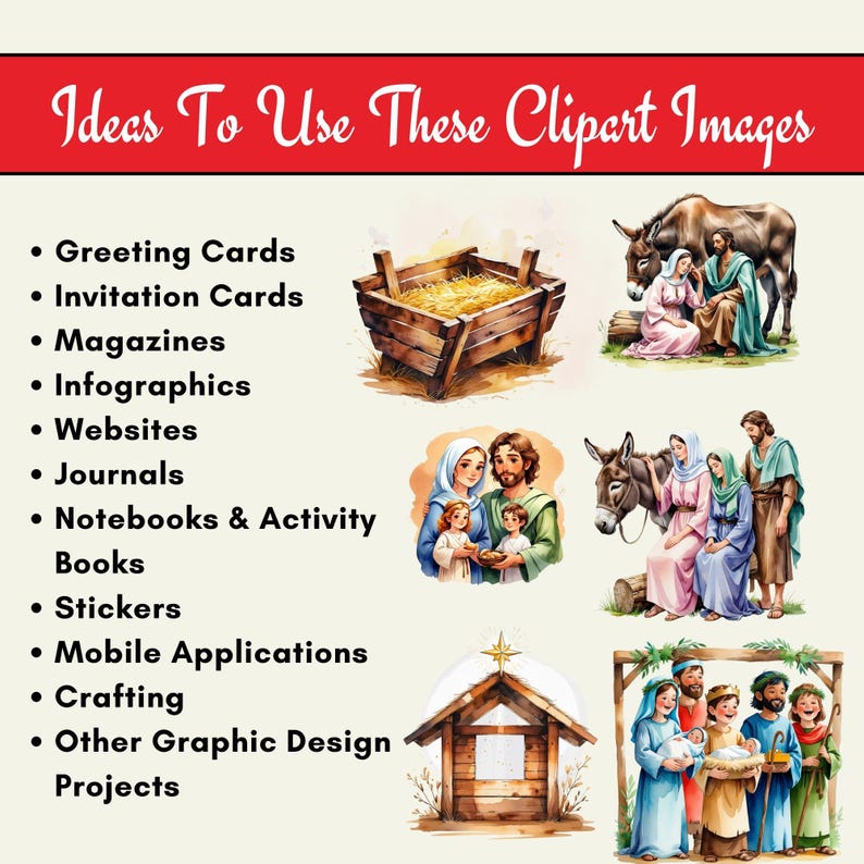 Christmas Nativity Clipart,nativity Scene PNG Bundle,christian Clipart ...