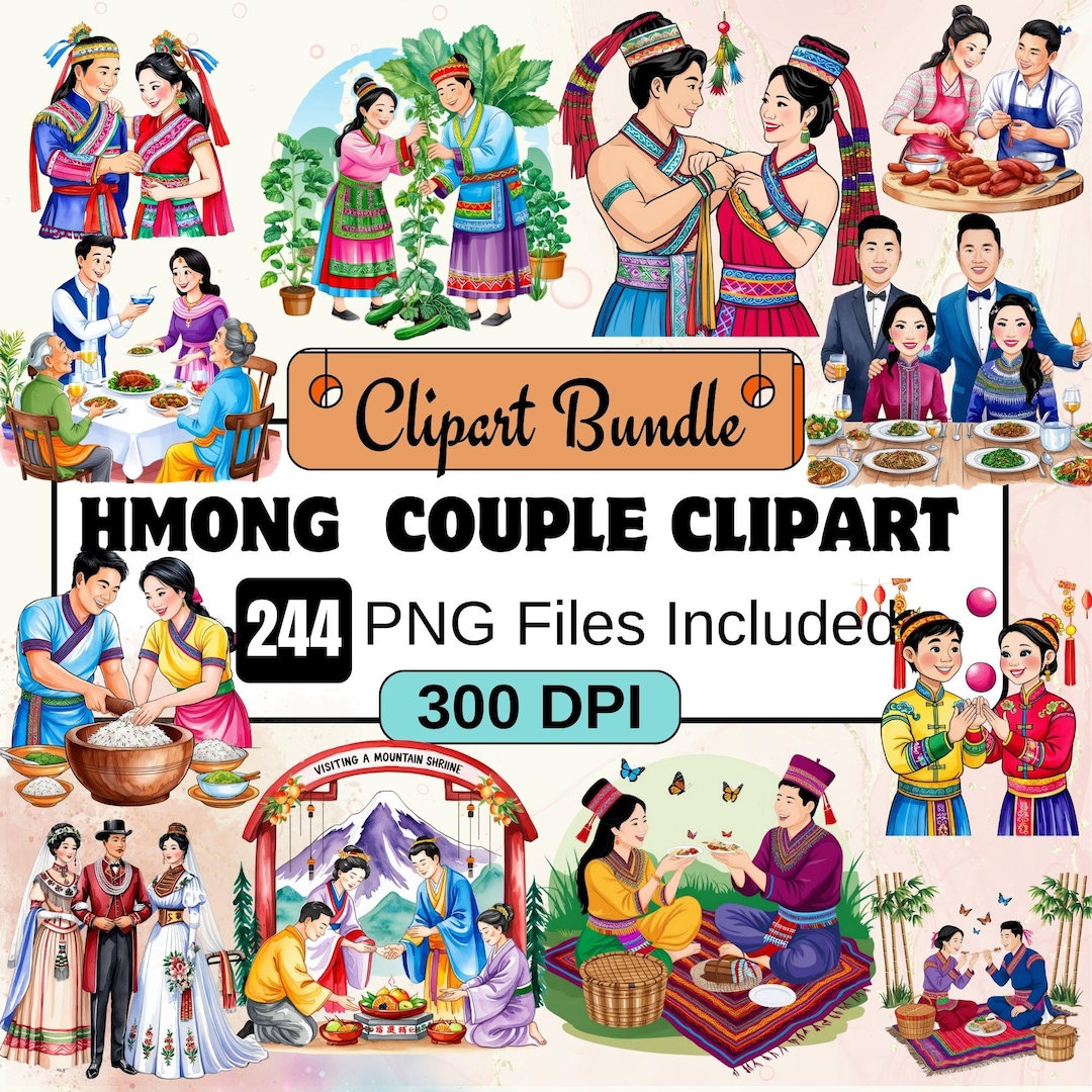 Hmong Couple Clipart, Cute Couple Clipart PNG Bundle, 244 PNG Romantic ...