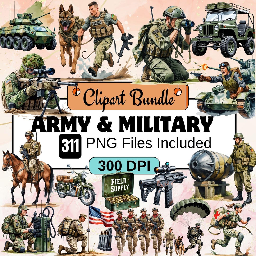 Military Clipart,watercolor Army Military Clipart PNG Bundle,army ...