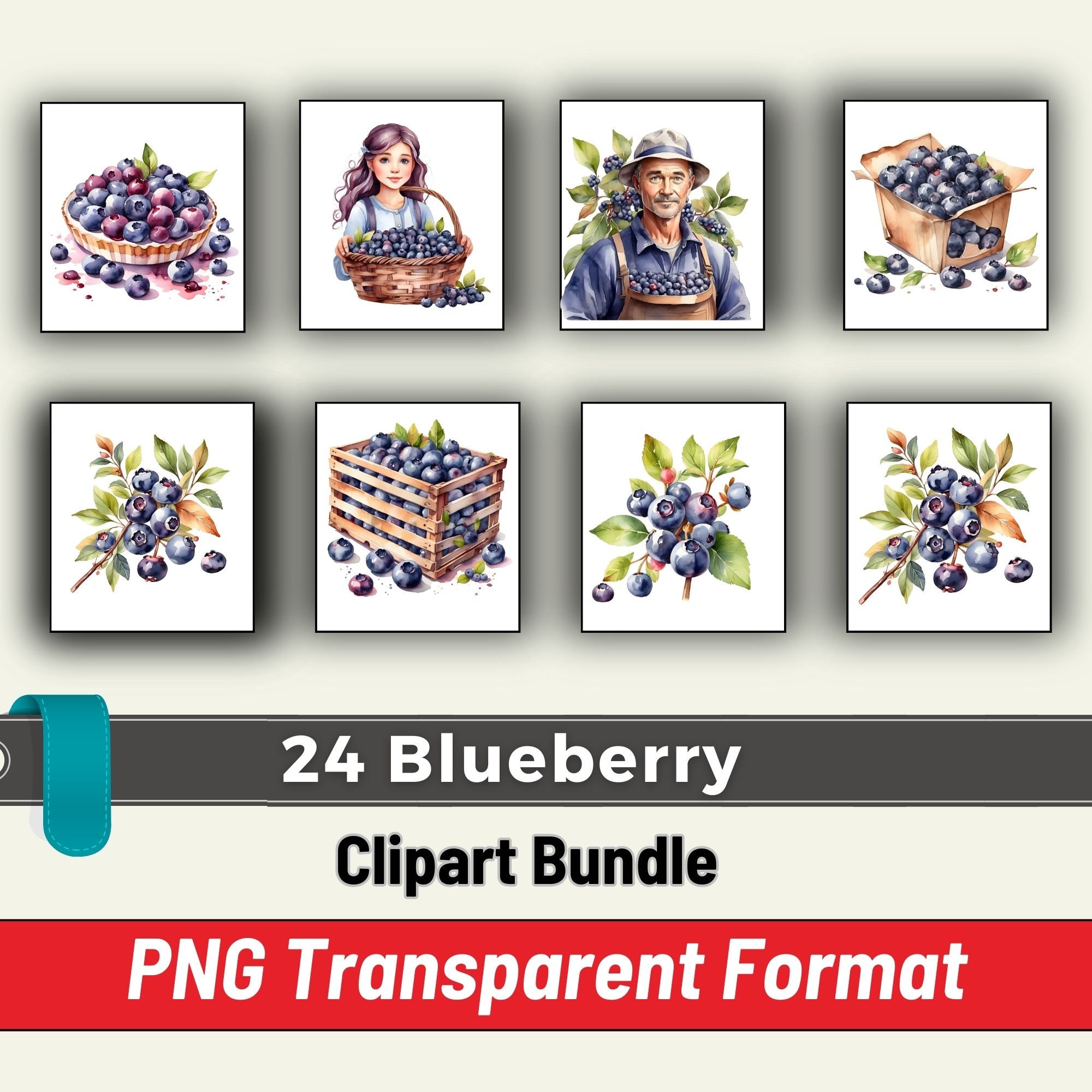 Blueberry Clipart, Delightful Blueberry PNG Bundle, 24 PNG Blueberry ...