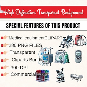 Medical Equipment Clipart, Medical Clipart PNG Bundle,medical ...