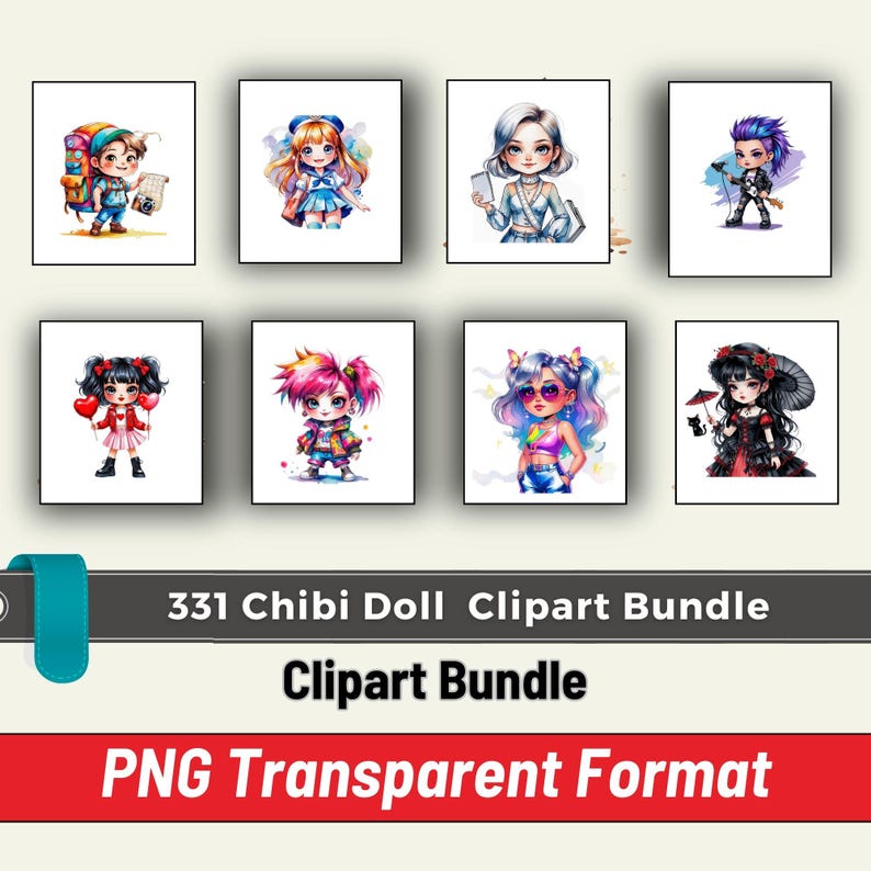 331 Chibi Doll Clipart, Cute Fashion Chibi Girls Clipart PNG Bundle,331 ...