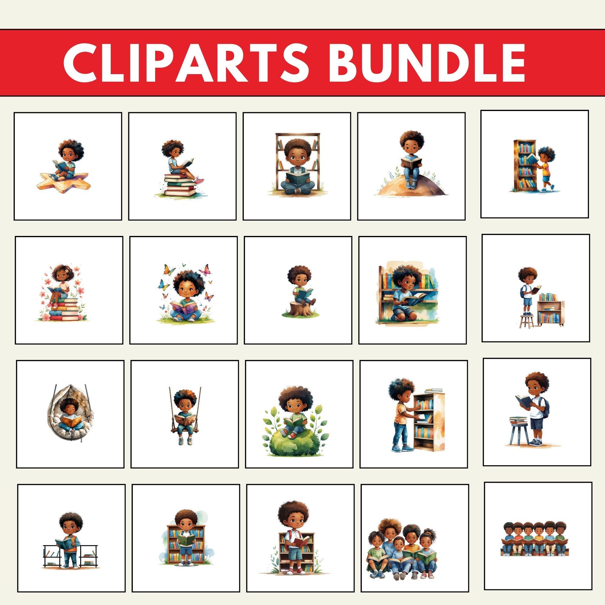 Black Kid Reading PNG Clipart,african American Child Book Illustration ...