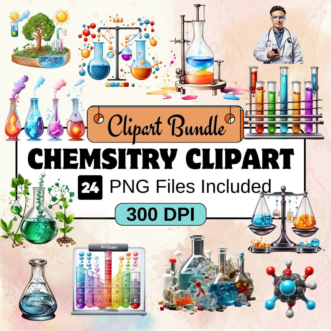 Chemistry Clipart, Study Clipart PNG Bundle, 24 PNG Chemistry Clipart ...