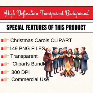 Christmas Carols Items Clipart,christmas Clipart PNG Bundle, 149 PNG ...