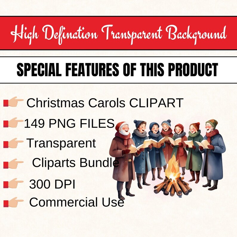 Christmas Carols Items Clipart,christmas Clipart PNG Bundle, 149 PNG ...