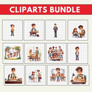 Cute School Clipart, School Clipart PNG Bundle, 24 PNG Cute School ...