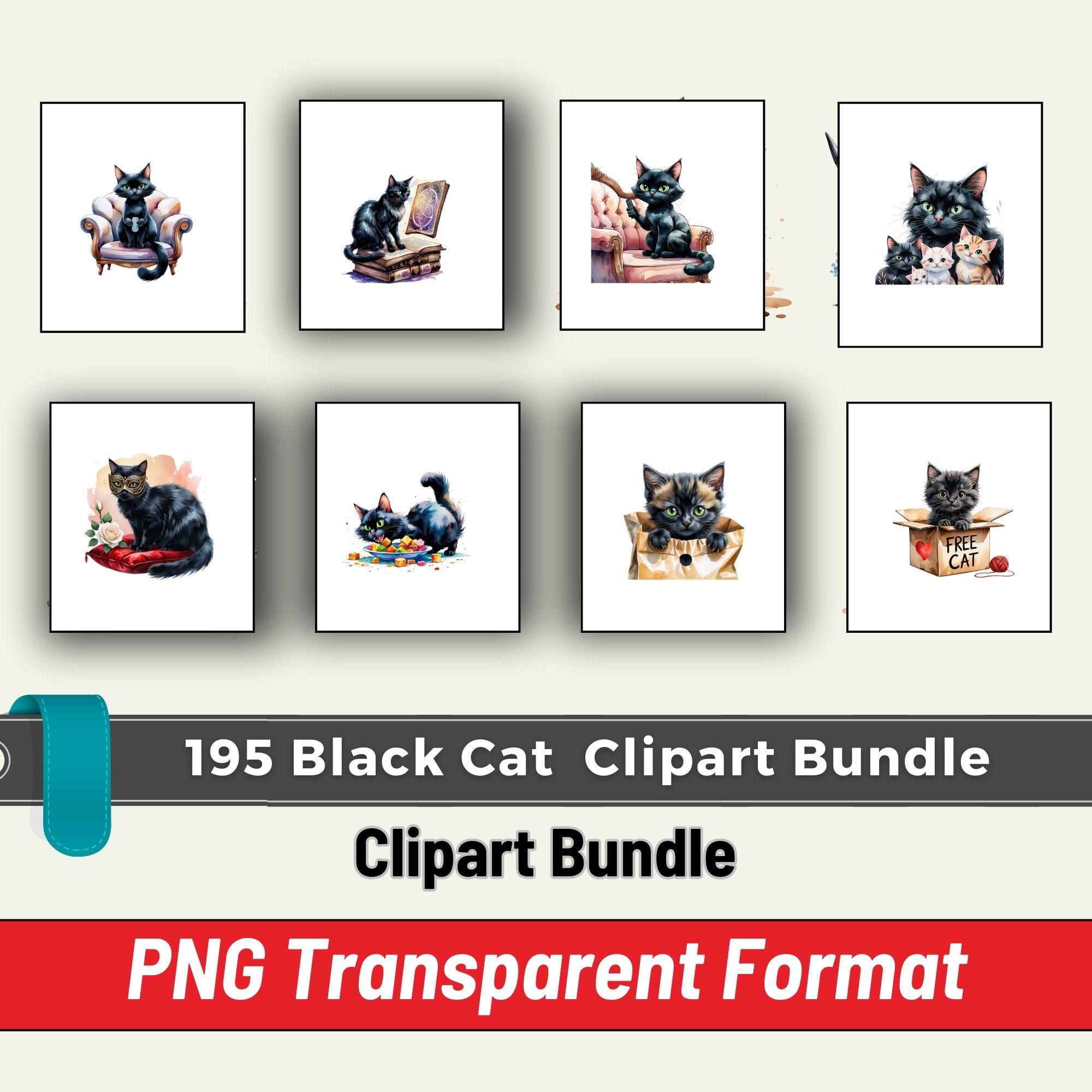 Black Cat Clipart Clipart Cat Clipart PNG Bundle,cat Graphics,kitty ...