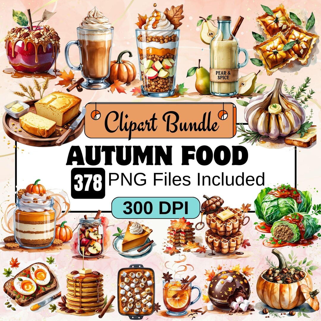 379 Autumn Food Clipart,autumn Home,watercolor Fall Food Clipart PNG ...