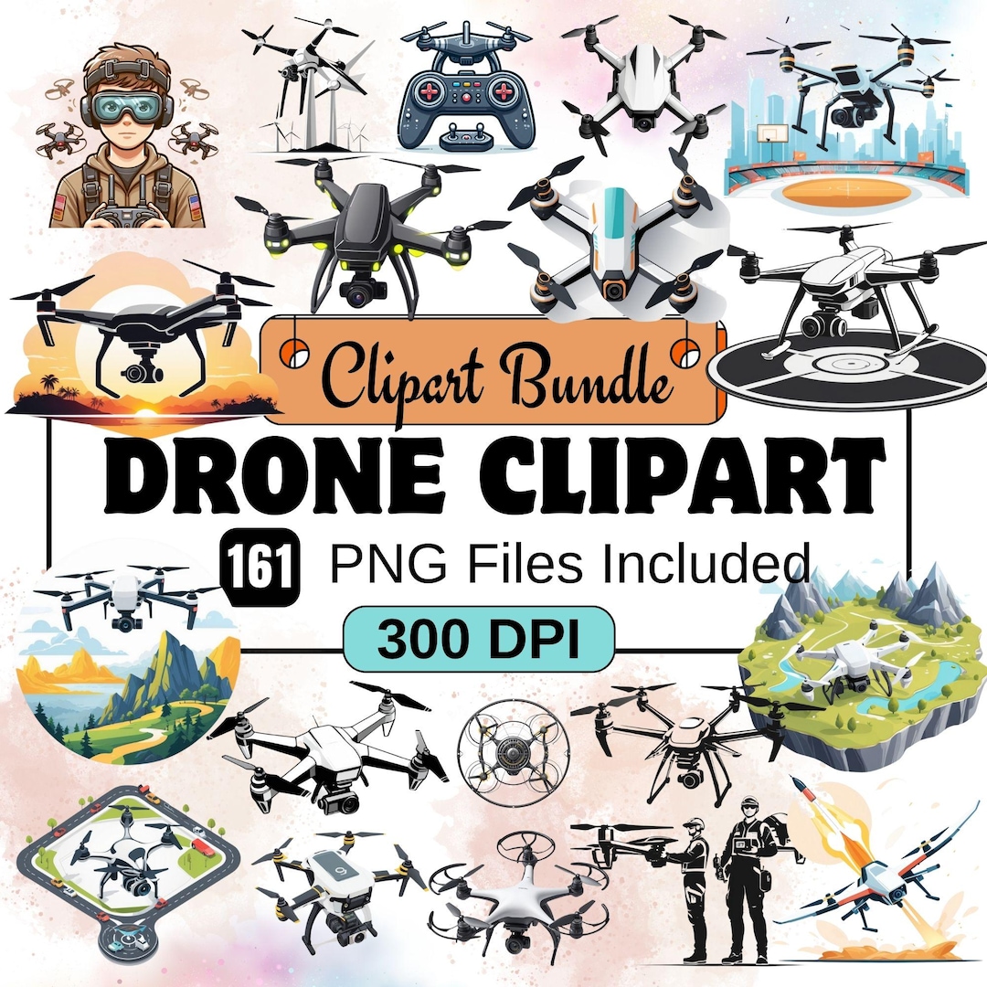 Drone Clipart, Drone Camera Clipart PNG Bundle, 161 PNG Drone Clipart ...