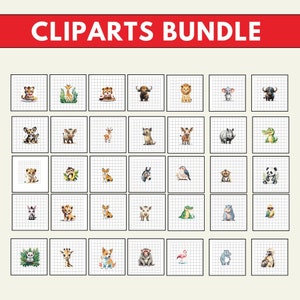 Safari Animal Clipart, Animal Clipart PNG Bundle, 338 PNG Safari Animal ...