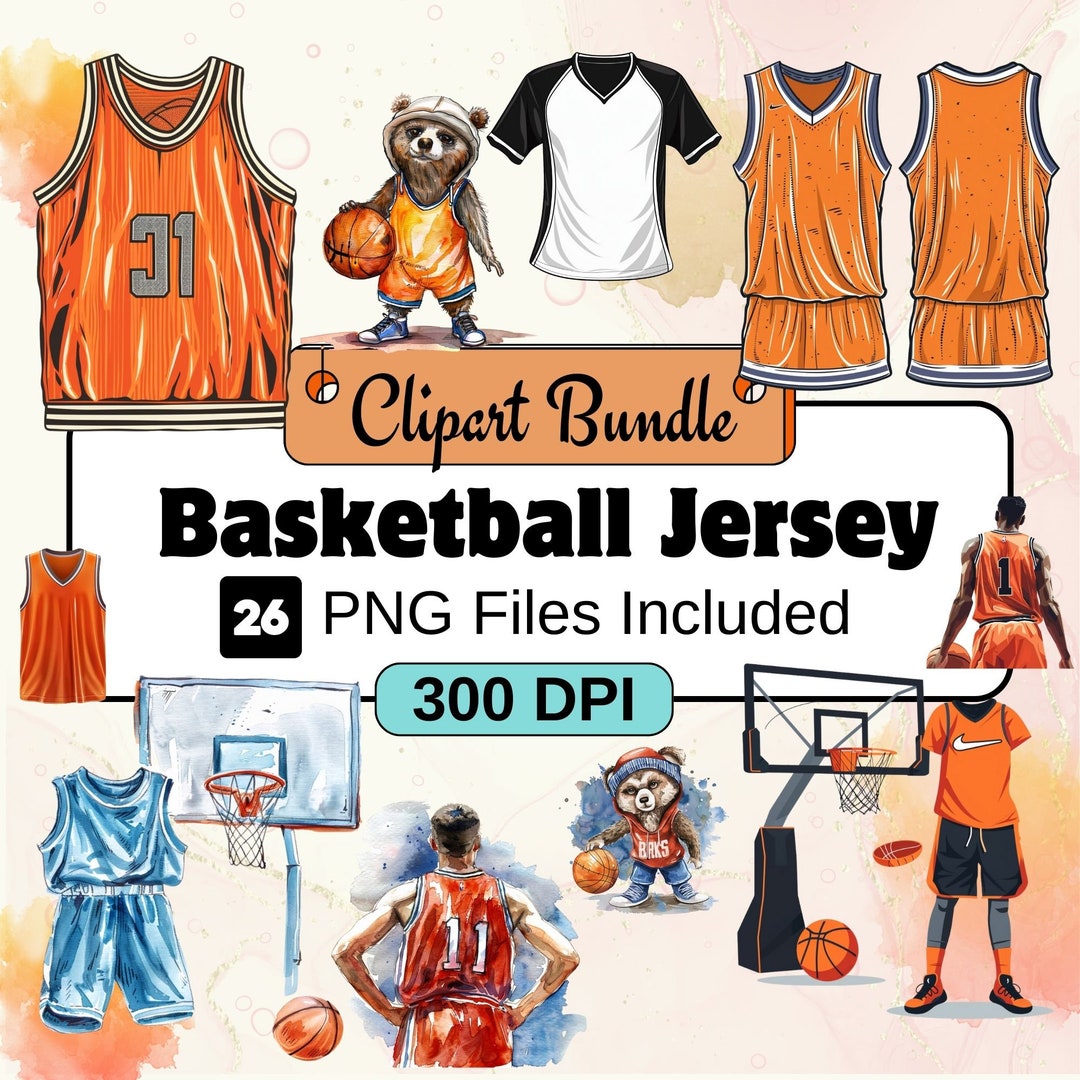 Basketball Jersey Clipart, Basketball Clipart Bundle, 26 PNG Basketball ...