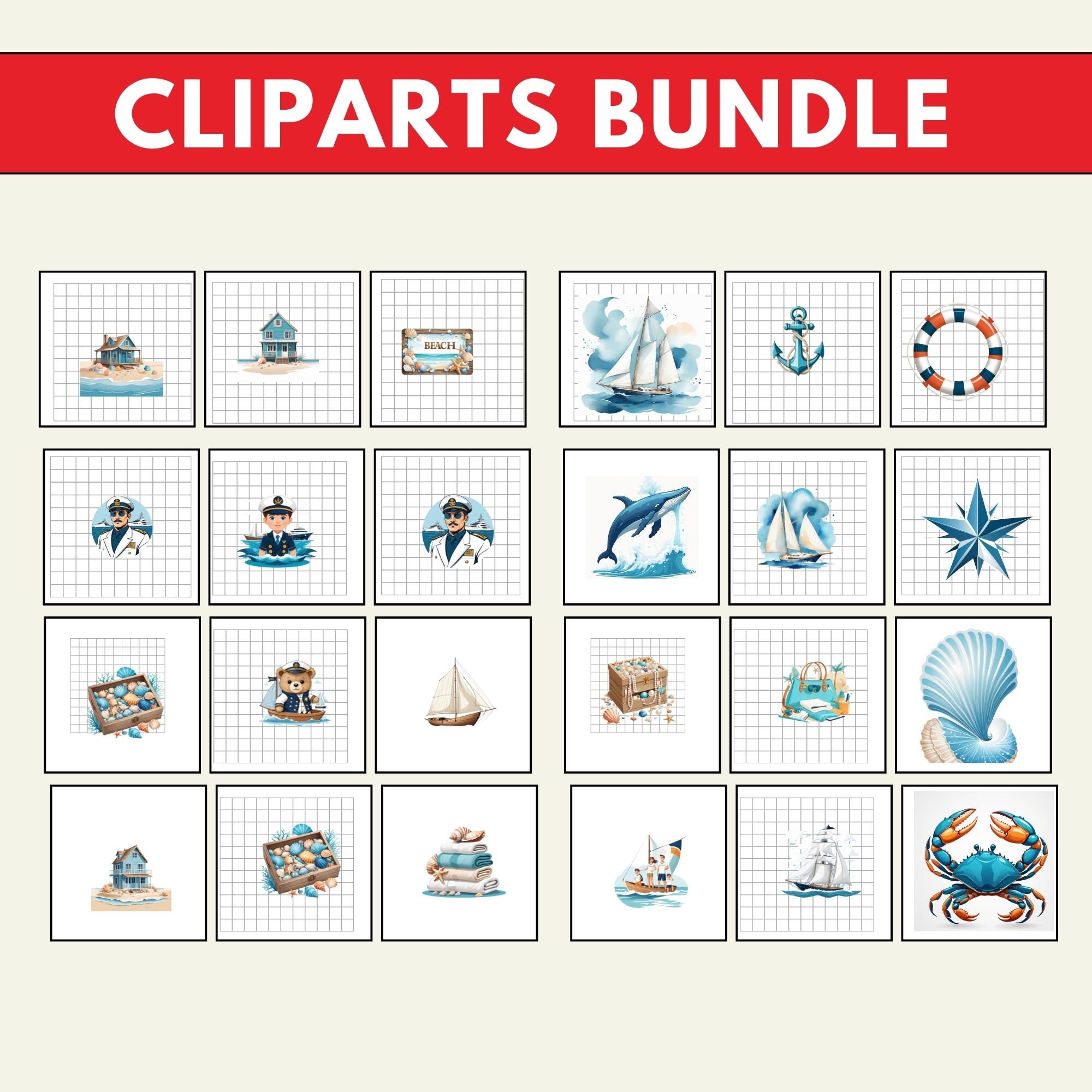 Nautical Clipart, Beach Clipart, Travel Clipart, Ocean Clipart PNG ...