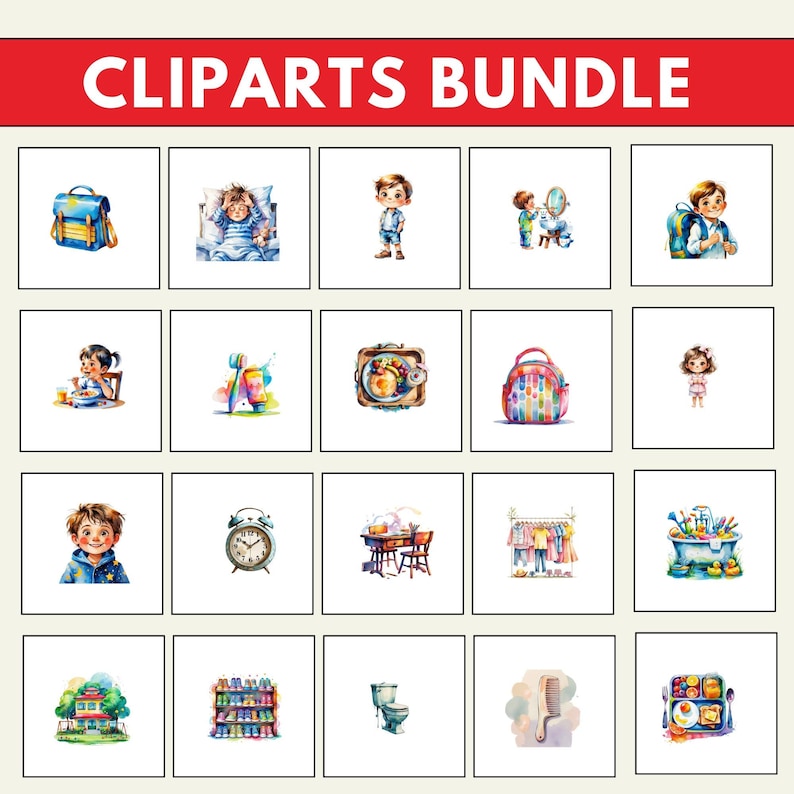 Kids Daily Routine Clipart PNG, Daily Kids Routine PNG, School Routine ...