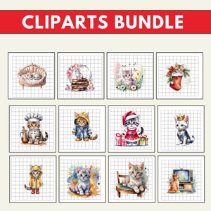 Kitten Clipart Clipart, Cute Cat Clipart PNG Bundle, 48 PNG Kitten ...