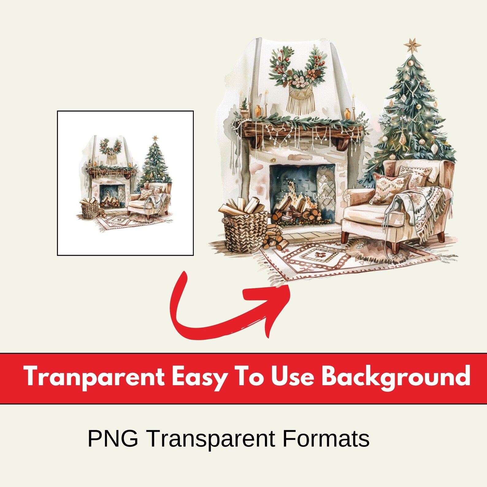 Boho Christmas Clipart, Christmas Clipart PNG Bundle, 47 PNG Christmas ...