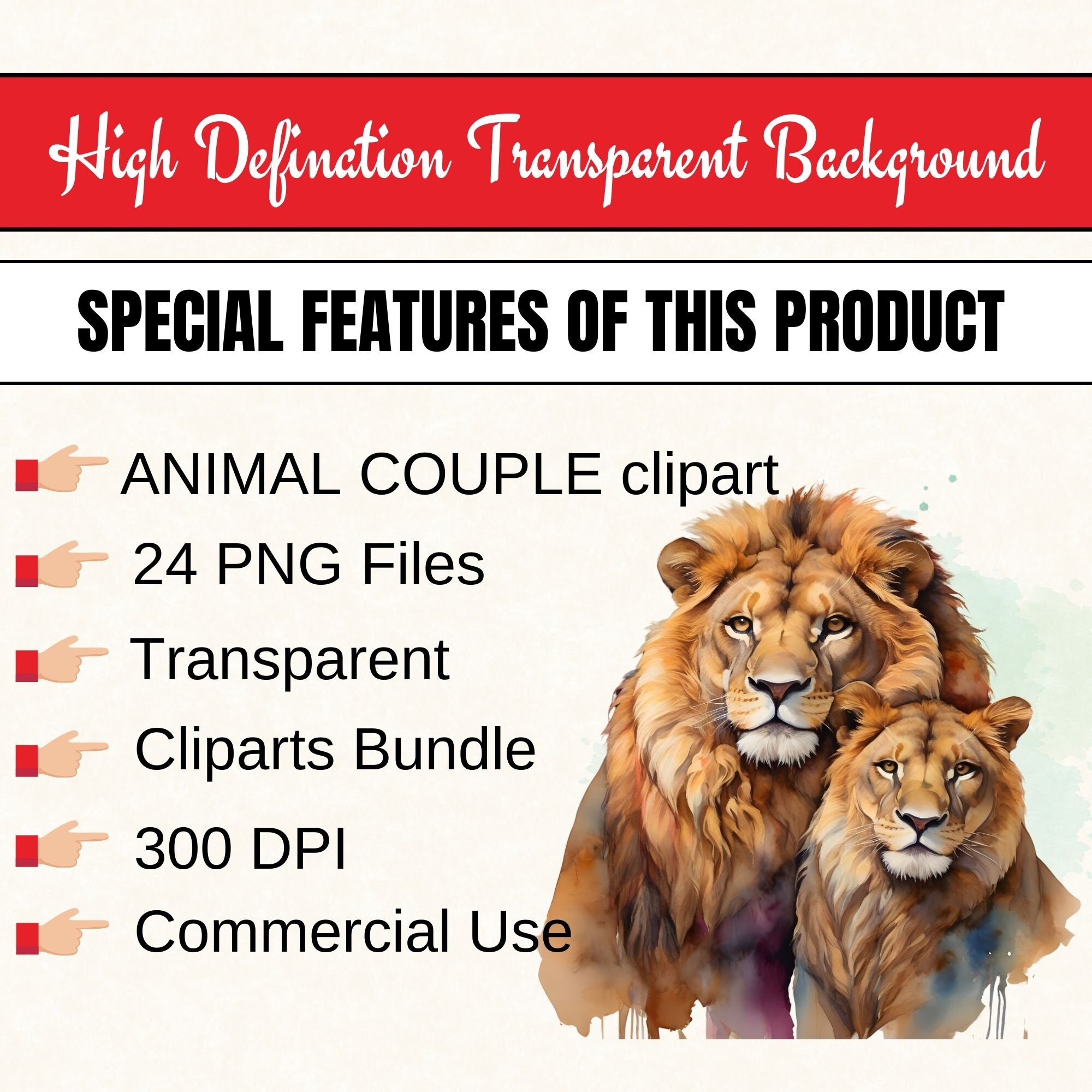 Animal Couple Clipart, Couple Clipart PNG Bundle, 24 PNG Animal Couple ...