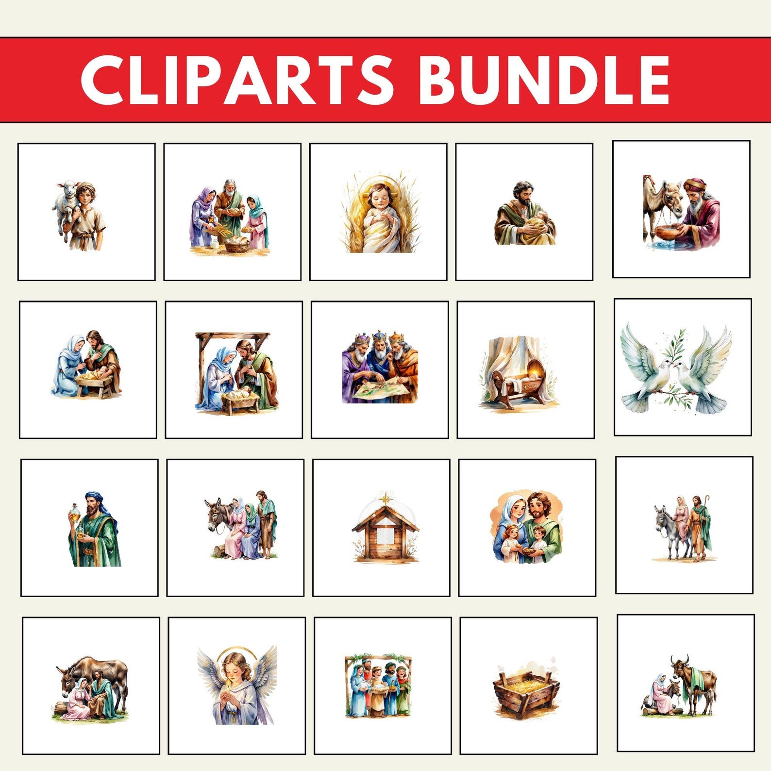 Christmas Nativity Clipart,nativity Scene PNG Bundle,christian Clipart ...