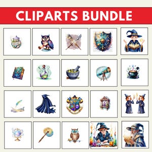 Wizard School Clipart Bundle, Cute Wizard Clipart, Magic School Clipart ...