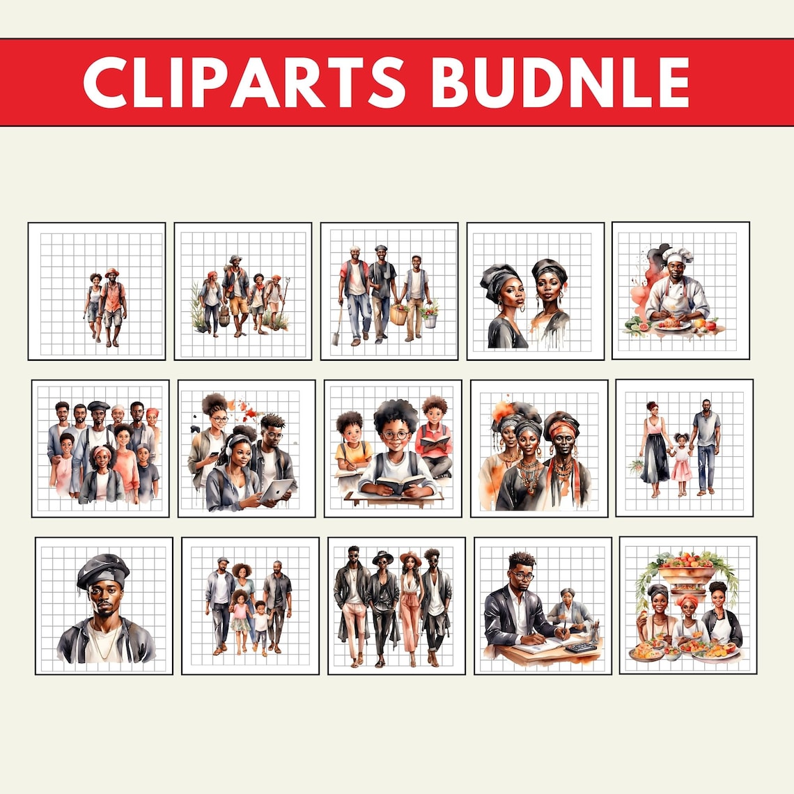 Black People Clipart, People Clipart PNG Bundle, 24 PNG Black People ...