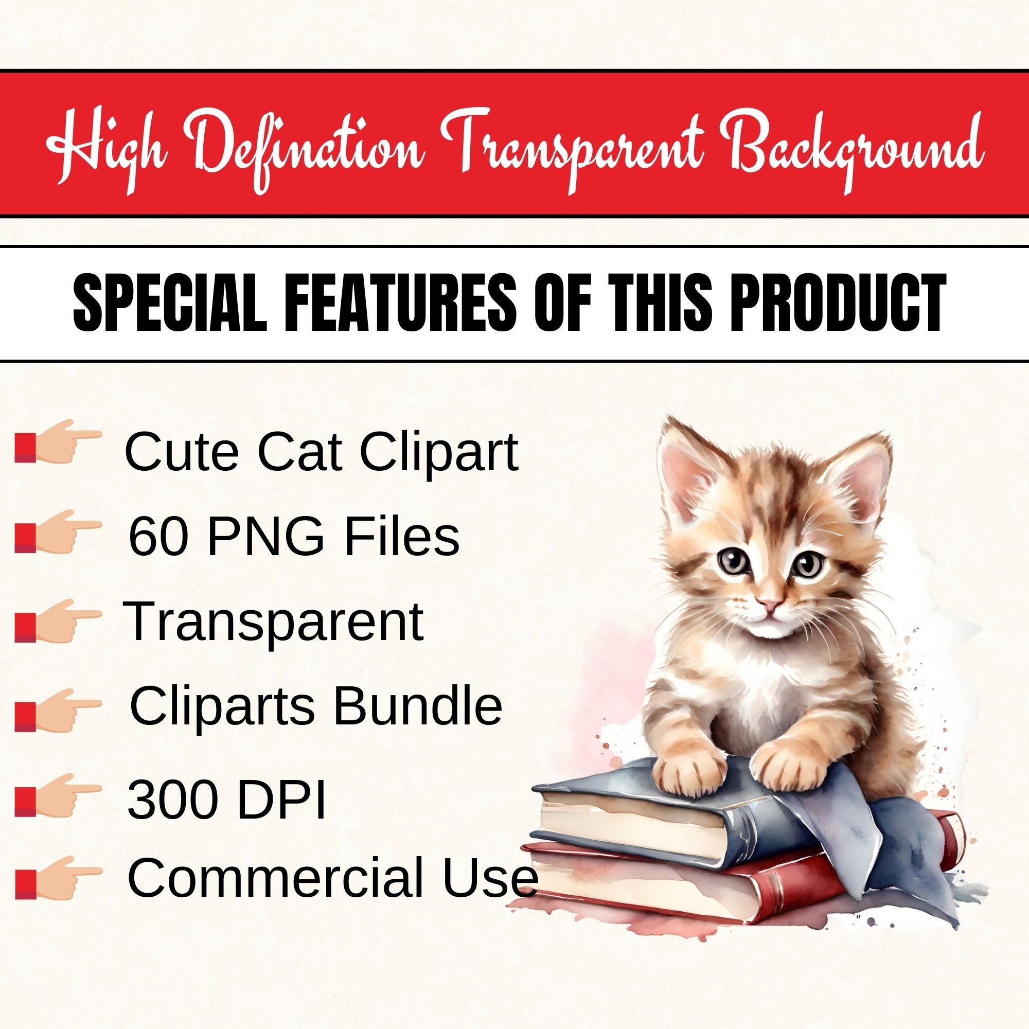 Cat Clipart, Animal Clipart PNG Bundle, 60 PNG Cat Clipart Bundle ...