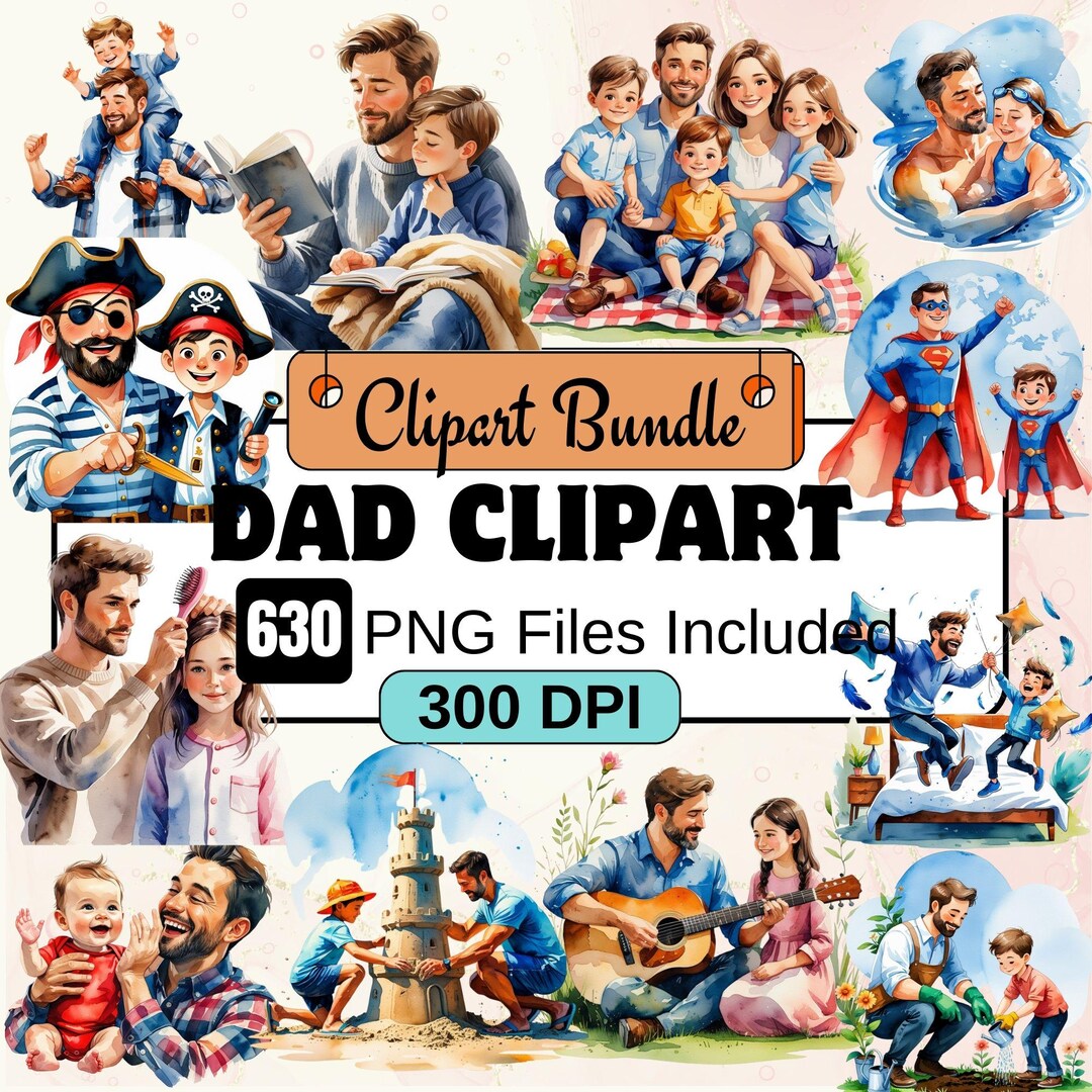 630 Father Clipart, Cute Dad Clipart PNG Bundle, PNG Fatherly Images ...