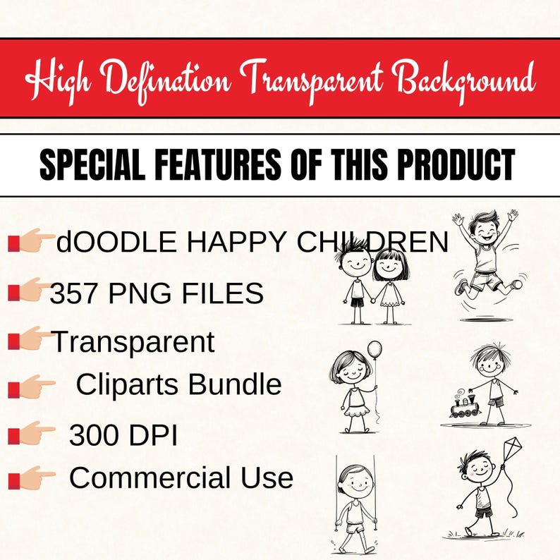 Doodle Kids Clipart,happy Children Art,kids Illustration,cute Kids ...