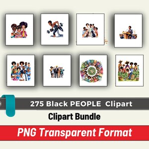 Black People Clipart, People Clipart PNG Bundle, 275 PNG Black People ...