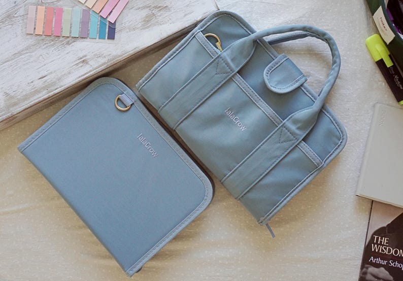 Blue Stationery Pouch, Small Book Carrier, Reader Gift - Etsy