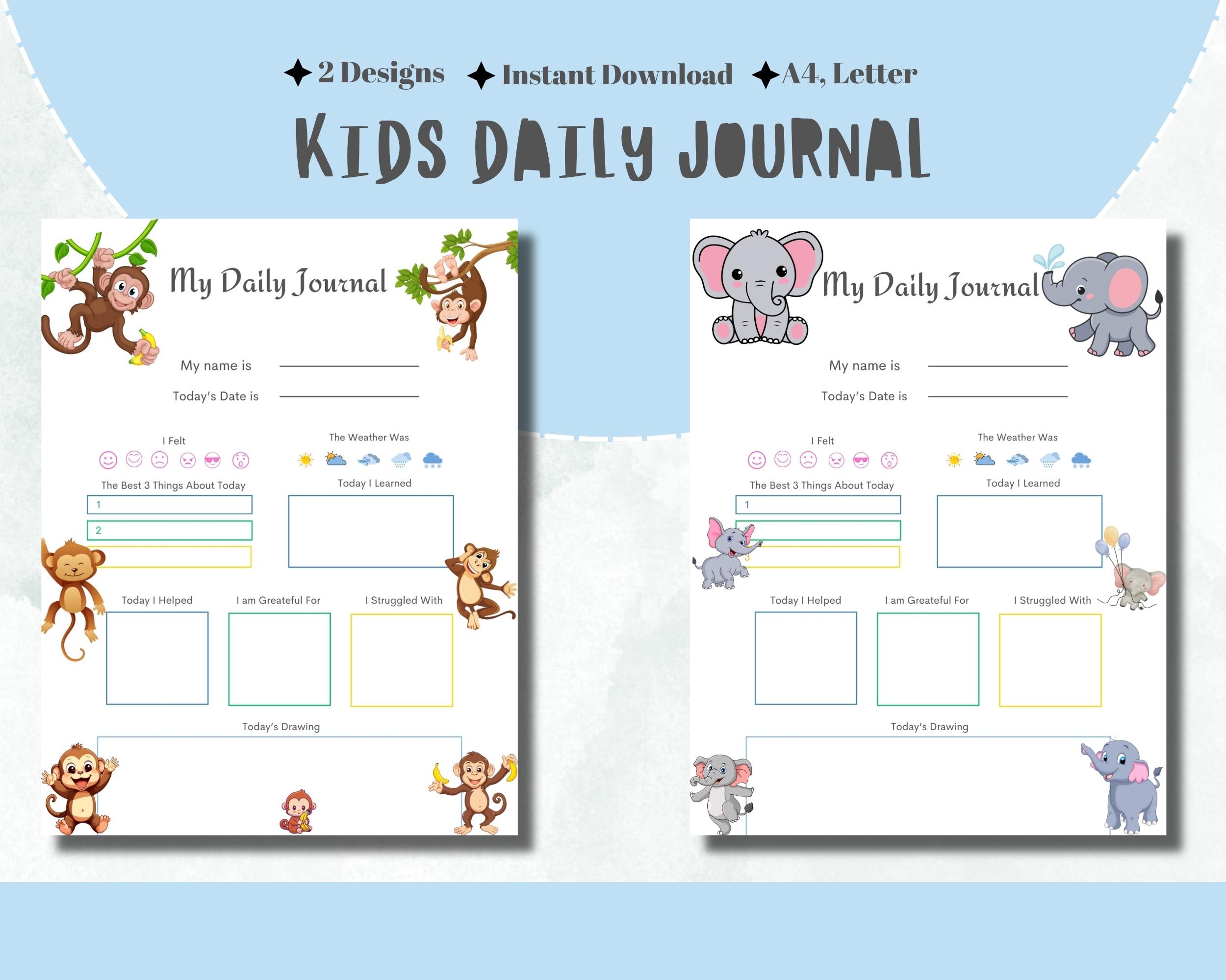 Kids Daily Journal Printable Children's Diary Reflective and Gratitude ...