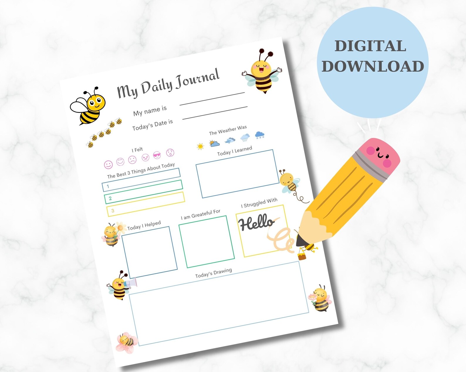 Kids Daily Journal Printable Journal for Kids Diary for Children Kids ...