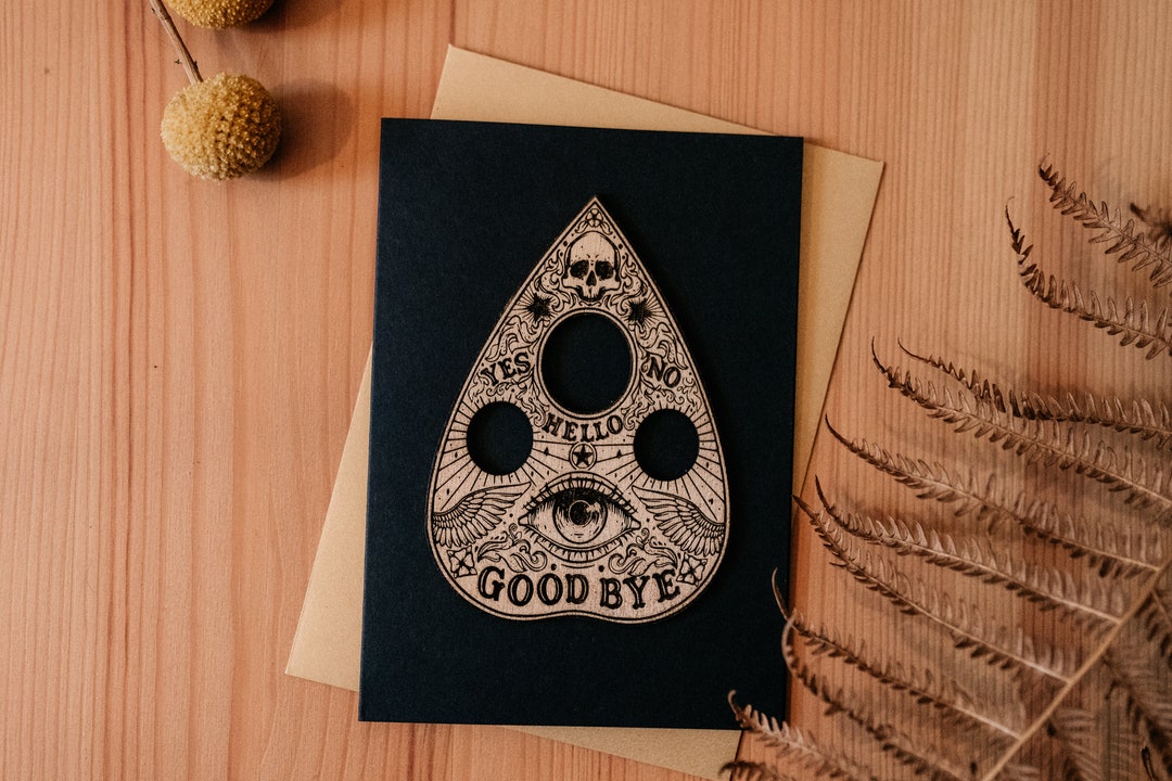 Ouija Board Planchette 'the Eye' Engraved Wooden Greeting Card ...