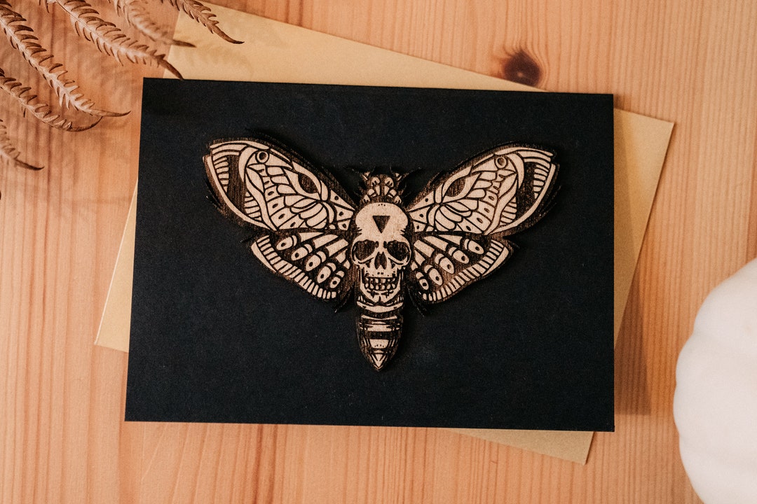 Deaths Head Moth 1 Engraved Wooden Insect Greeting Card | Anniversary ...