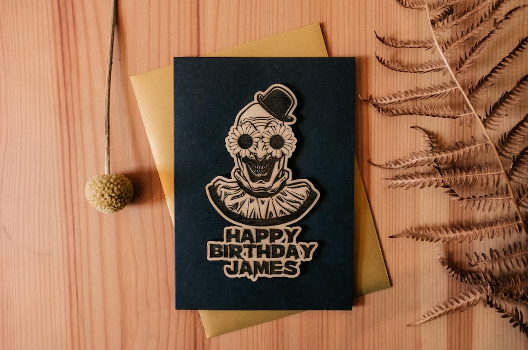 Art the Clown terrifier Personalised Card Horror Wooden Engraved Gift ...