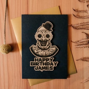 Art the Clown terrifier Personalised Card Horror Wooden Engraved Gift ...