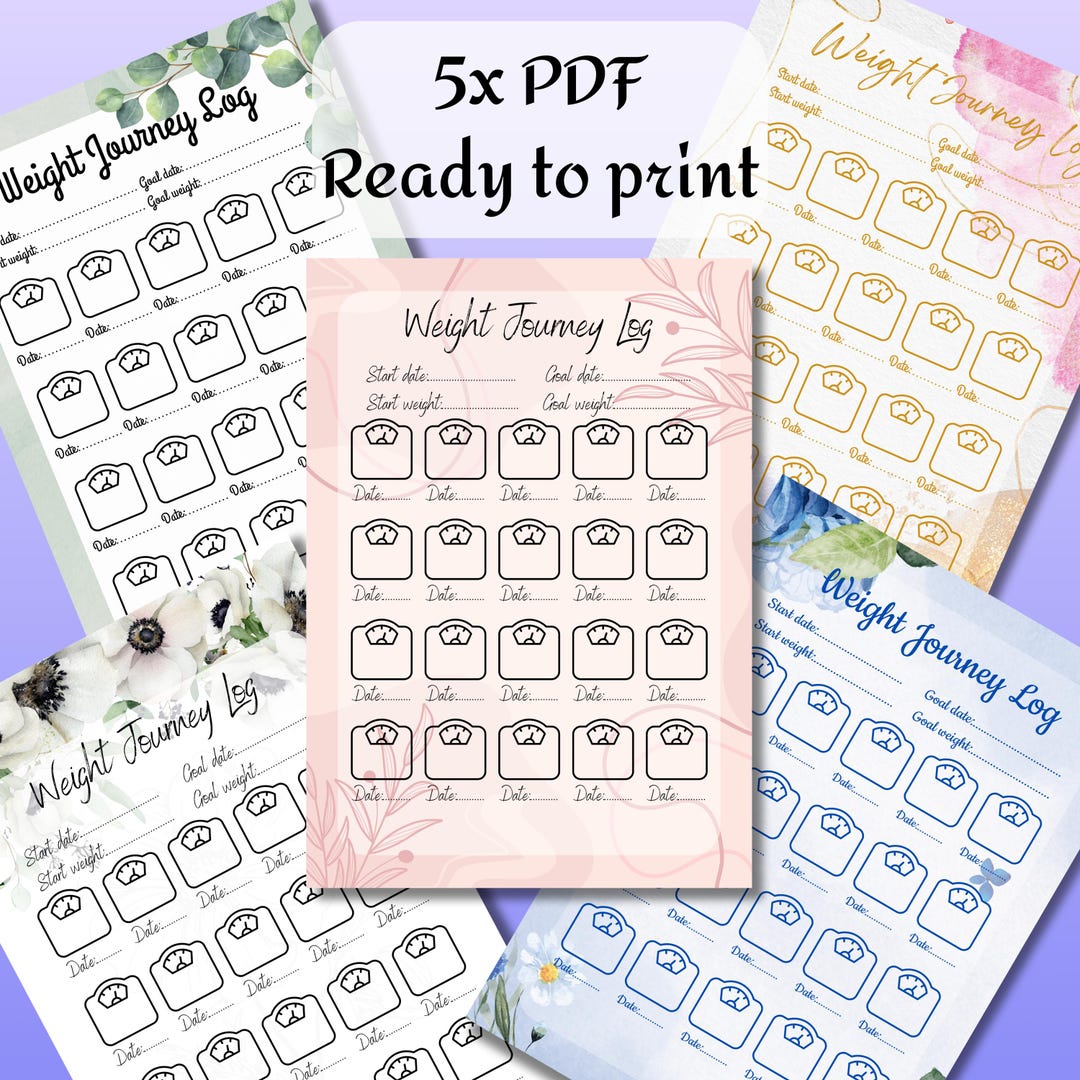 Printable Weight Loss Tracker Templates – 5 PDF Designs for Goals ...