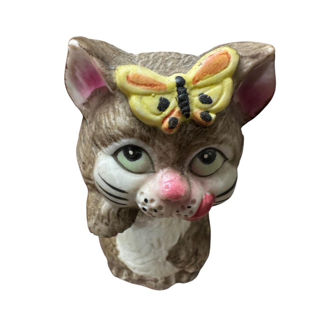 Vintage 4.25" Tall Jasco Critters Cat Kitten Porcelain Bell With ...