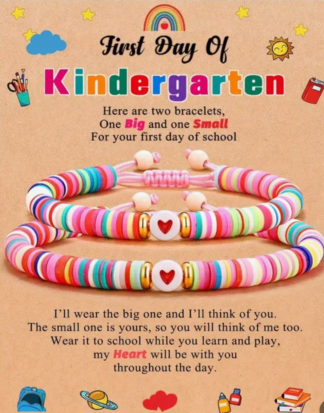 First Day of Kindergarden Mommy & Me Bracelets - Etsy