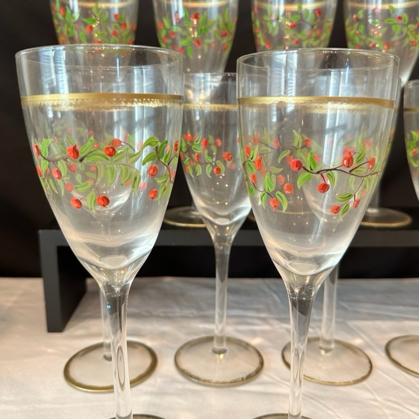 Vintage (9) Wine Glasses 9 Inches Tall Christmas - Etsy