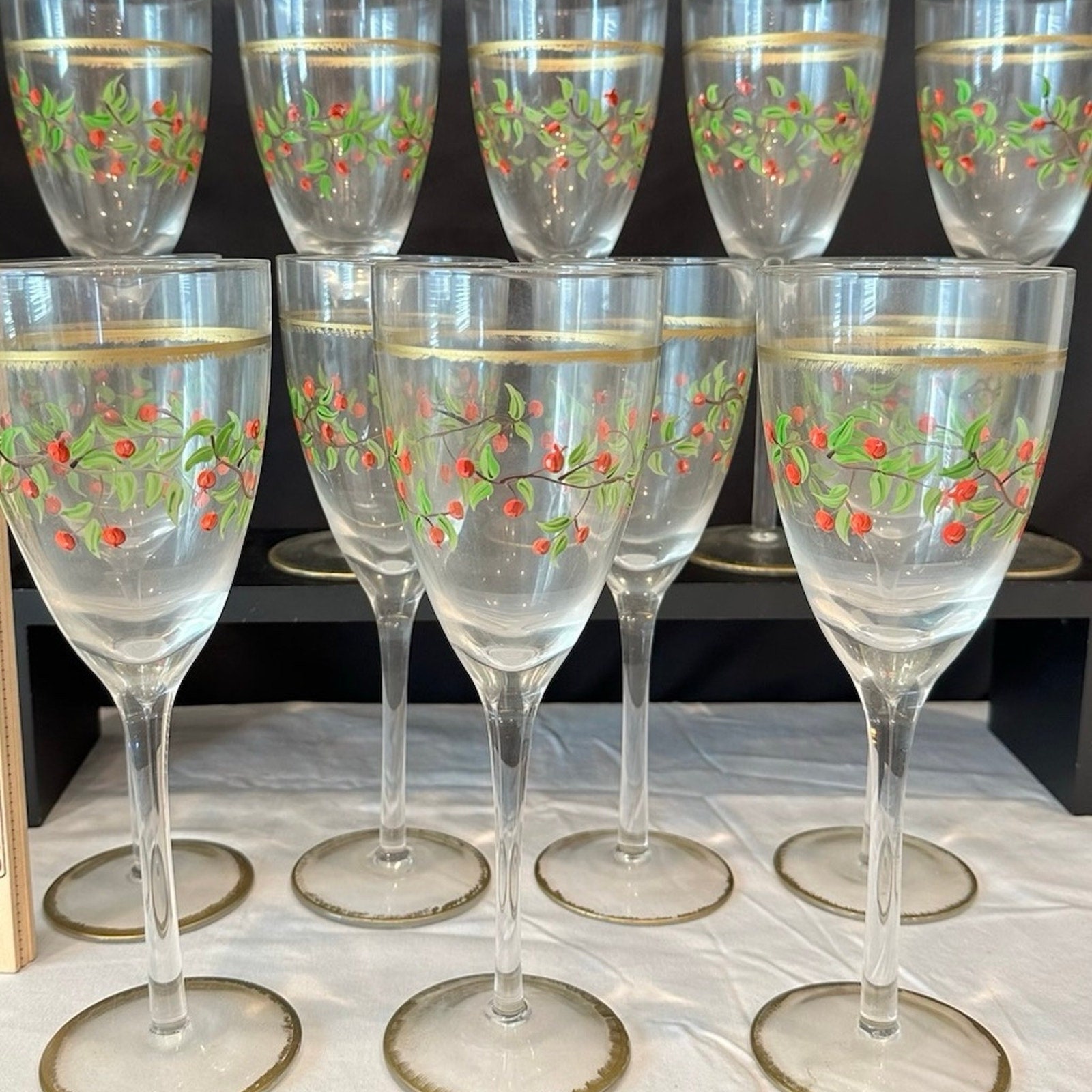 Vintage (9) Wine Glasses 9 Inches Tall Christmas - Etsy
