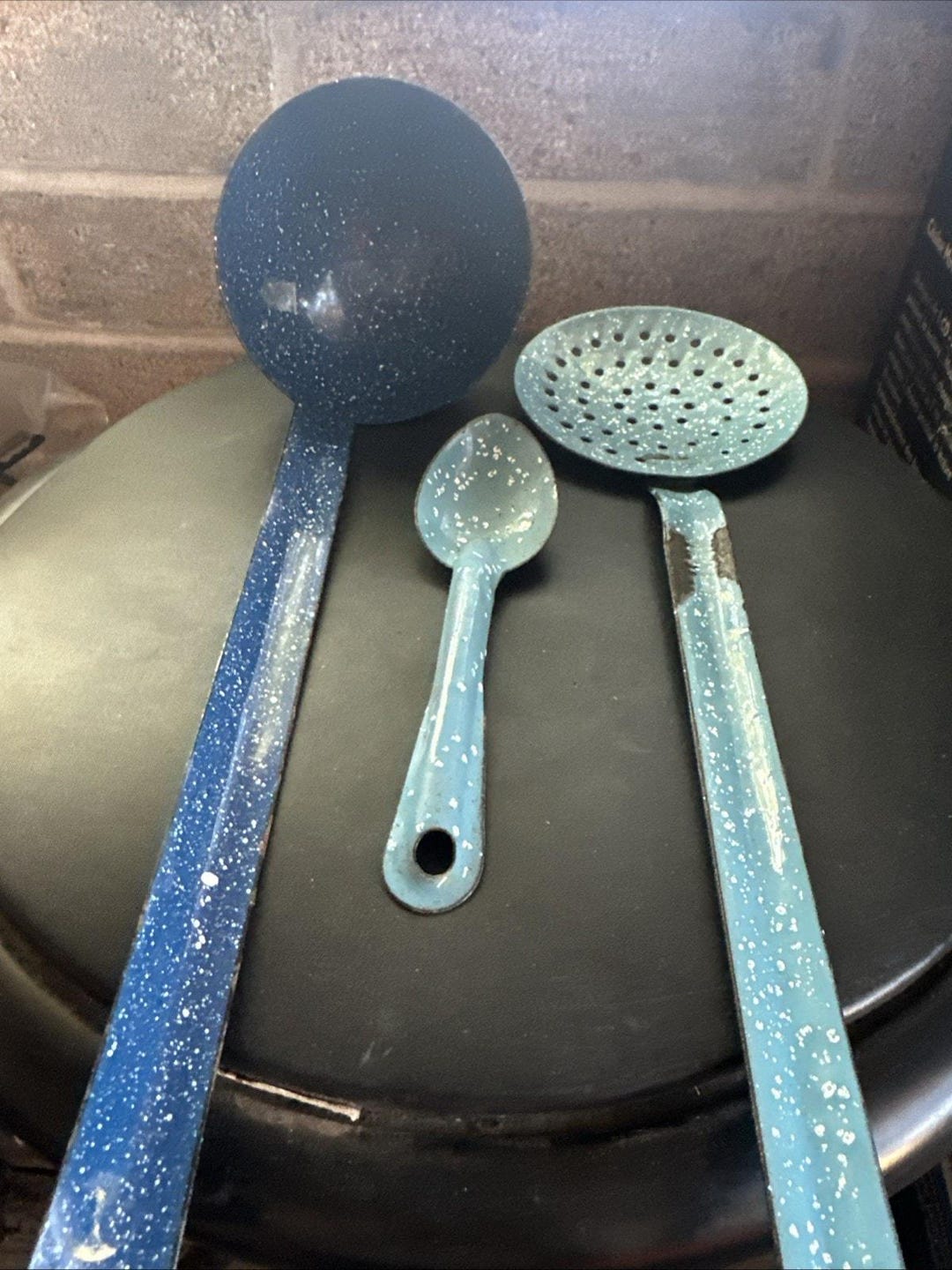 Antique Primitive Soup Food Ladle and Strainer Farm House Kitchen Decor ...