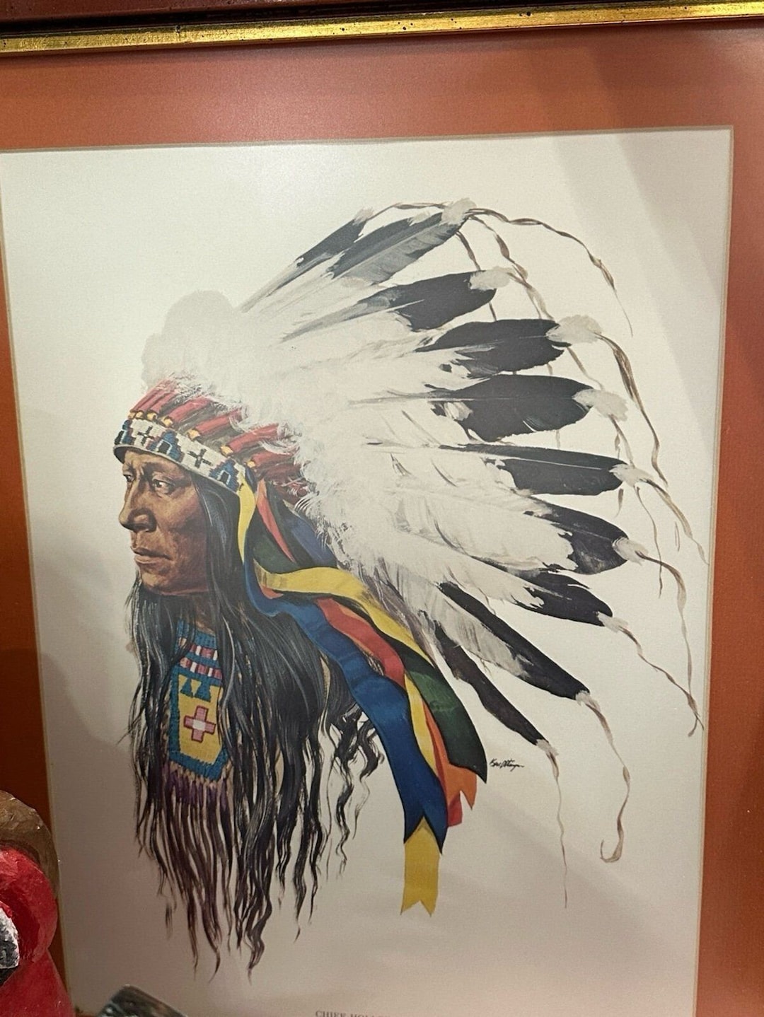 Vintage Chief Hollow Horn Bear Ken Ottinger Art Print Matted Framed ...