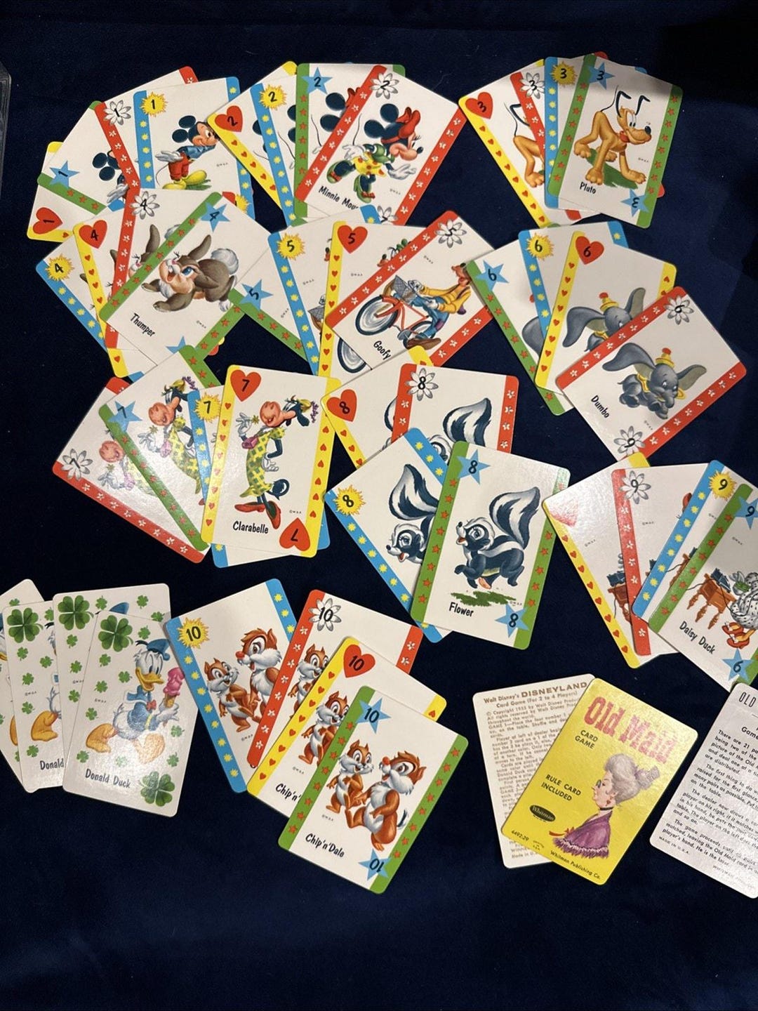 Vintage Whitman Disney Old Maid Playing Cards Card Game COMPLETE 4492 ...