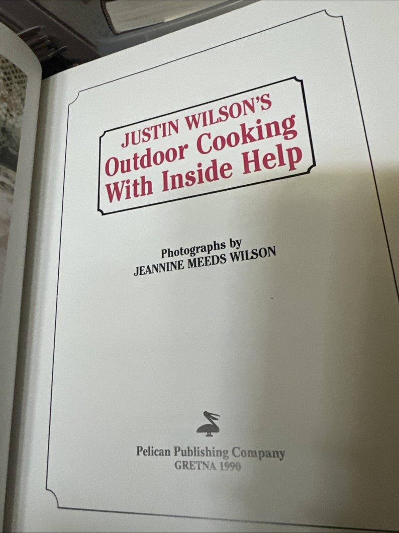 Justin Wilson Outdoor Cooking With Inside Help Cookbook - Etsy